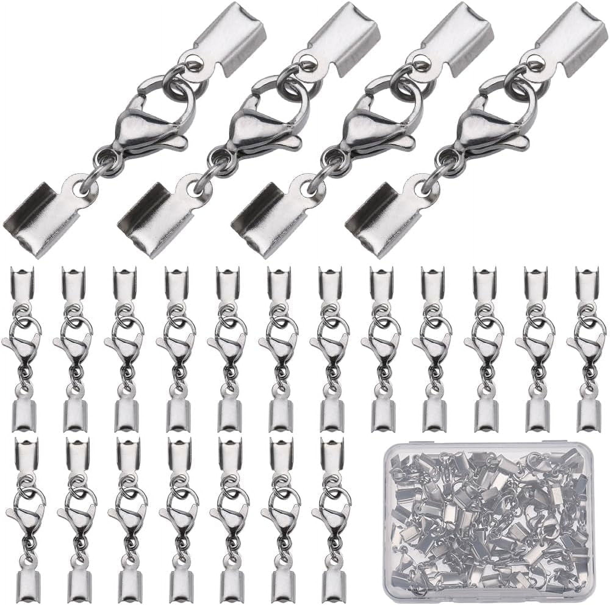 1 Box 40 Sets Fold Over Cord End Crimp Bracelet Clasp Leather Clasps ...