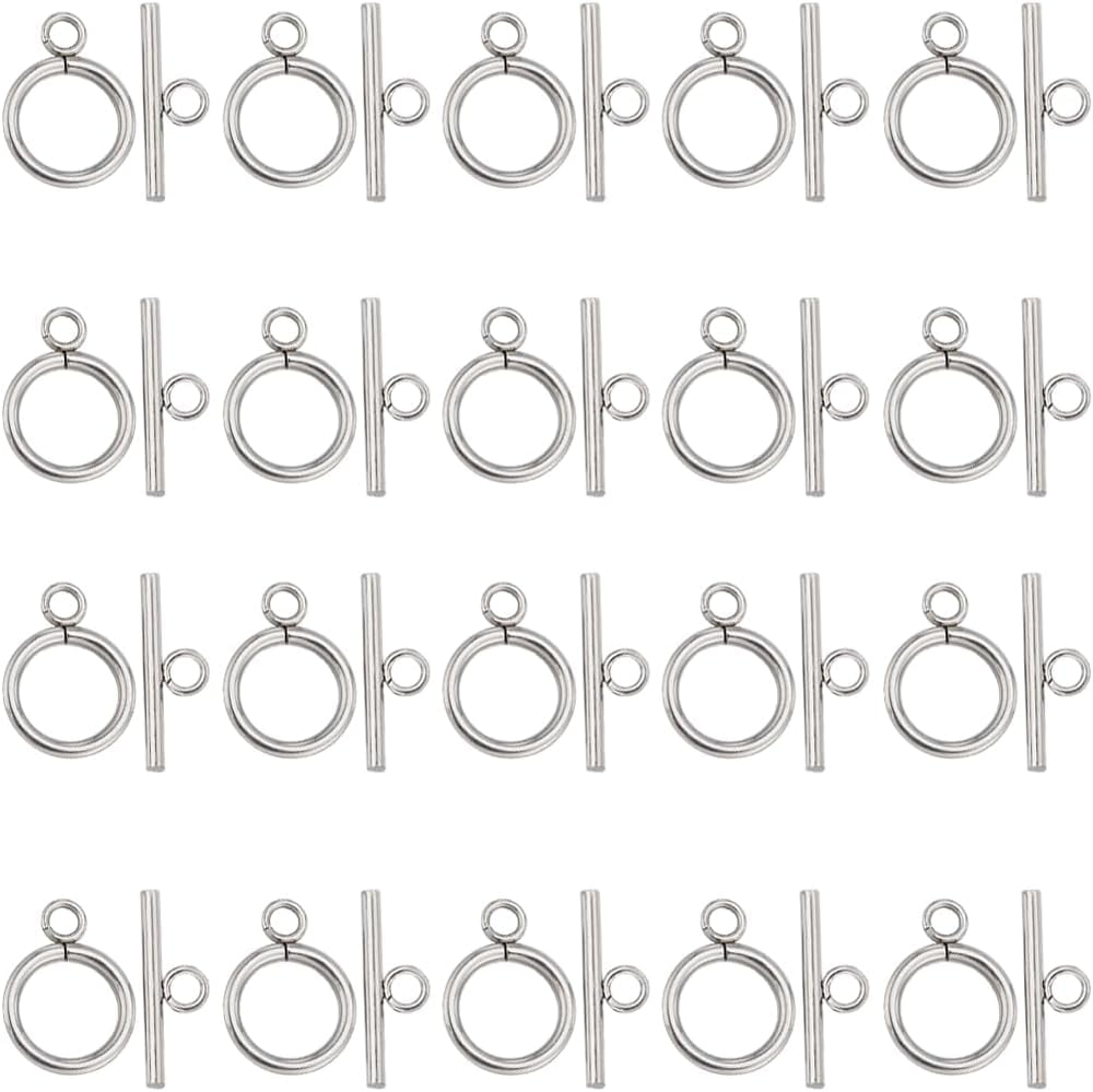 1 Box 40 Sets Silver Toggle Clasps OT Clasps Alloy Round Ring Links ...