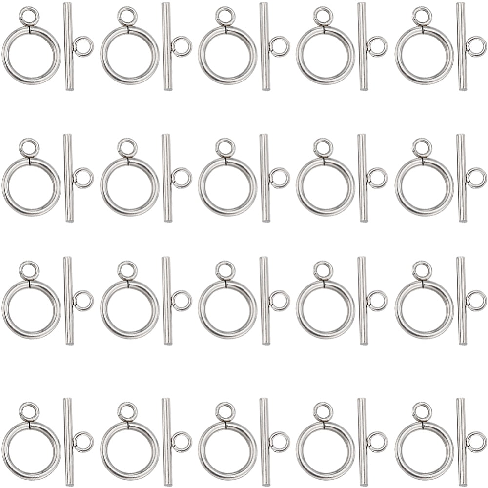 1 Box 40 Sets Silver Toggle Clasps OT Clasps Alloy Round Ring Links ...