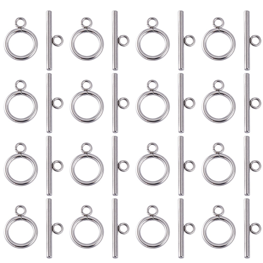 1 Box 40 Sets Toggle Clasps Stainless Steel Bracelet Clasp Closures Bar ...
