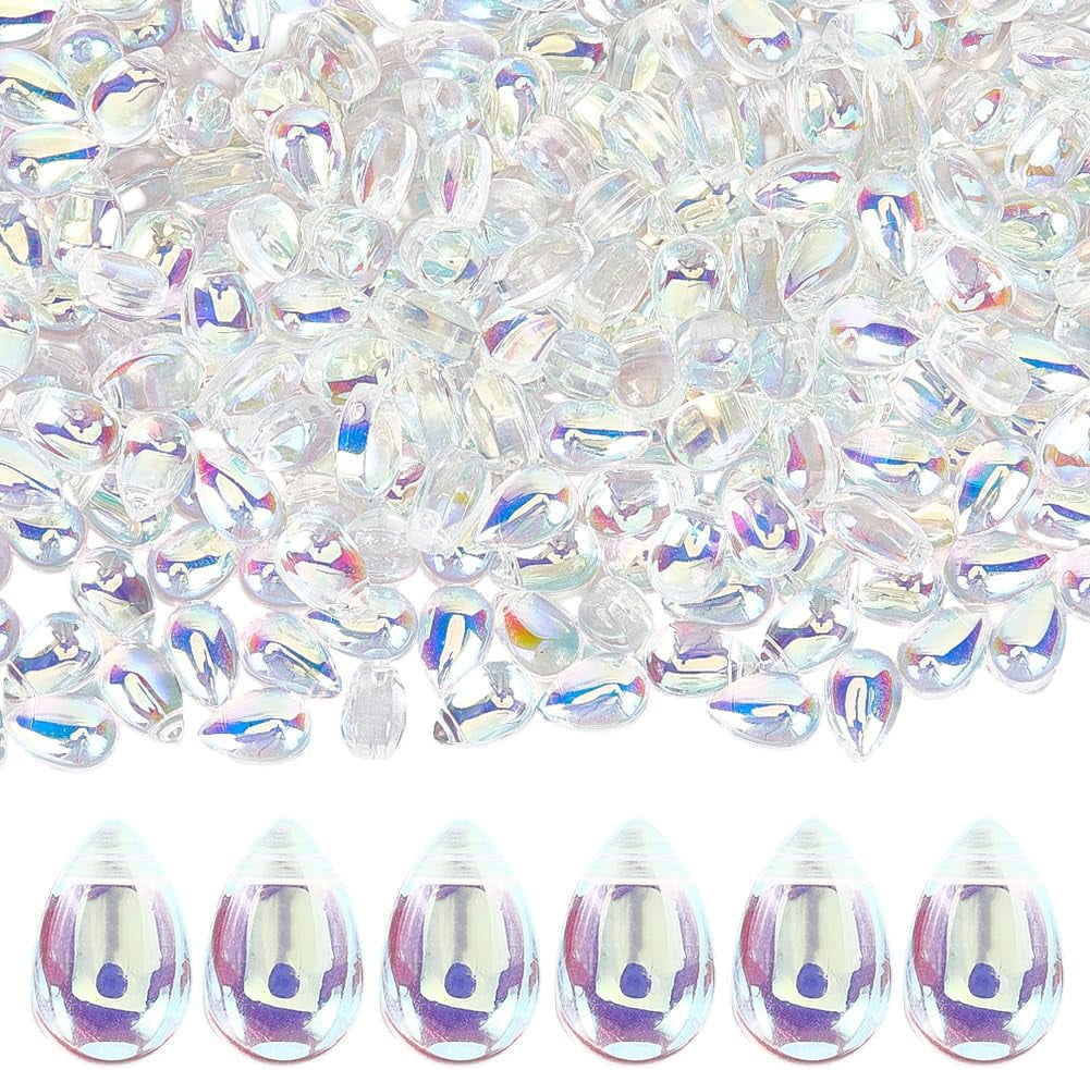 1 Box 400PCS 6x9MM Clear Teardrop Glass Beads Smooth Water Drop AB ...