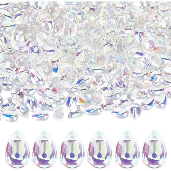 1 Box 400PCS 6x9MM Clear Teardrop Glass Beads Smooth Water Drop AB ...