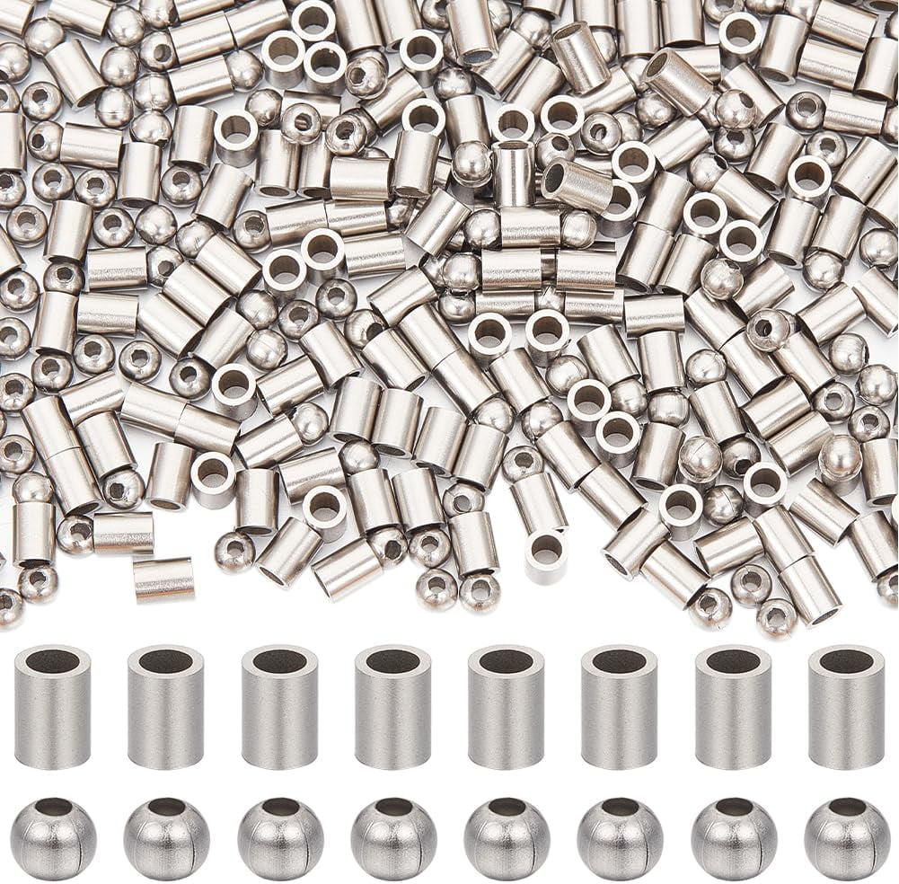 1 Box 400PCS Stainless Steel Beads Silver Spacer Beads Metal Small ...