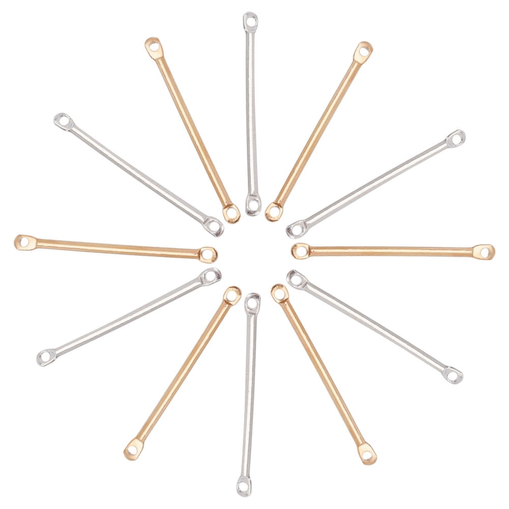 1 Box 400Pcs 2 Colors Bar Link Charm Iron Earring Bar Connectors 2-Hole ...