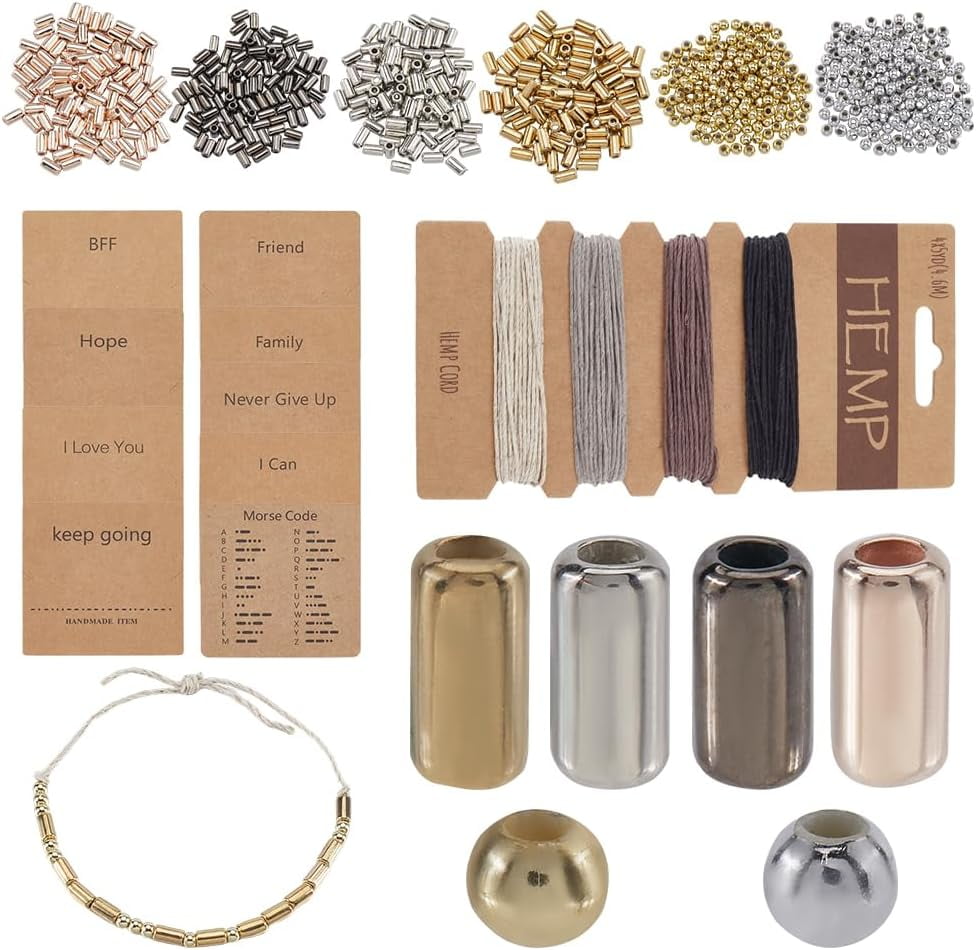 1 Box 400Pcs DIY Morse Code Bracelet Kit Morris Code Bracelets in Bulk ...