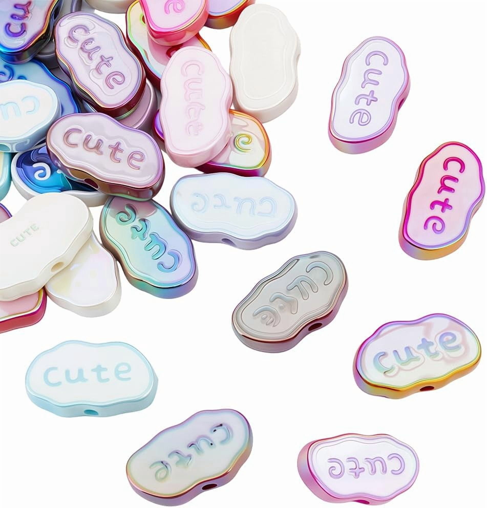 1 Box 40PCS Mixed Color Cloud Shaped Beads with Holes Iridescent ...