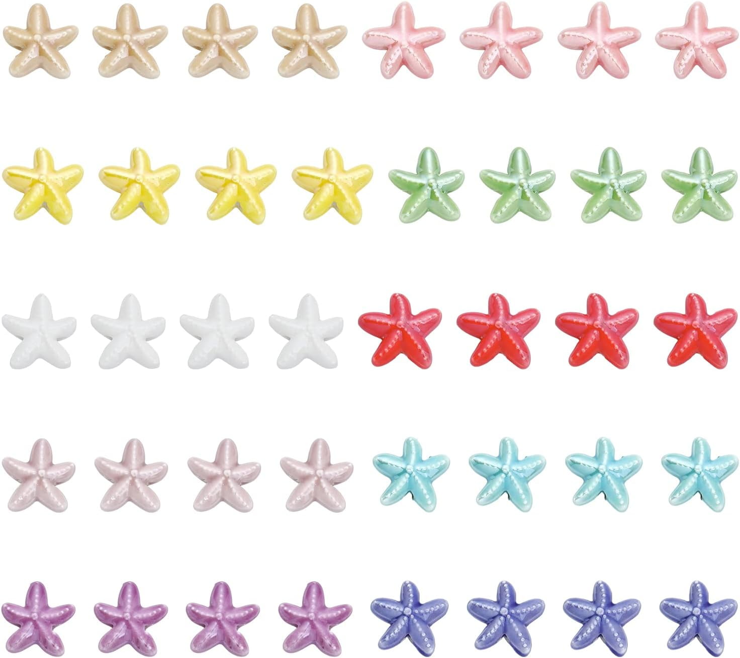 1 Box 40Pcs 10 Colors Handmade Starfish Porcelain Beads Rainbow Glazed ...