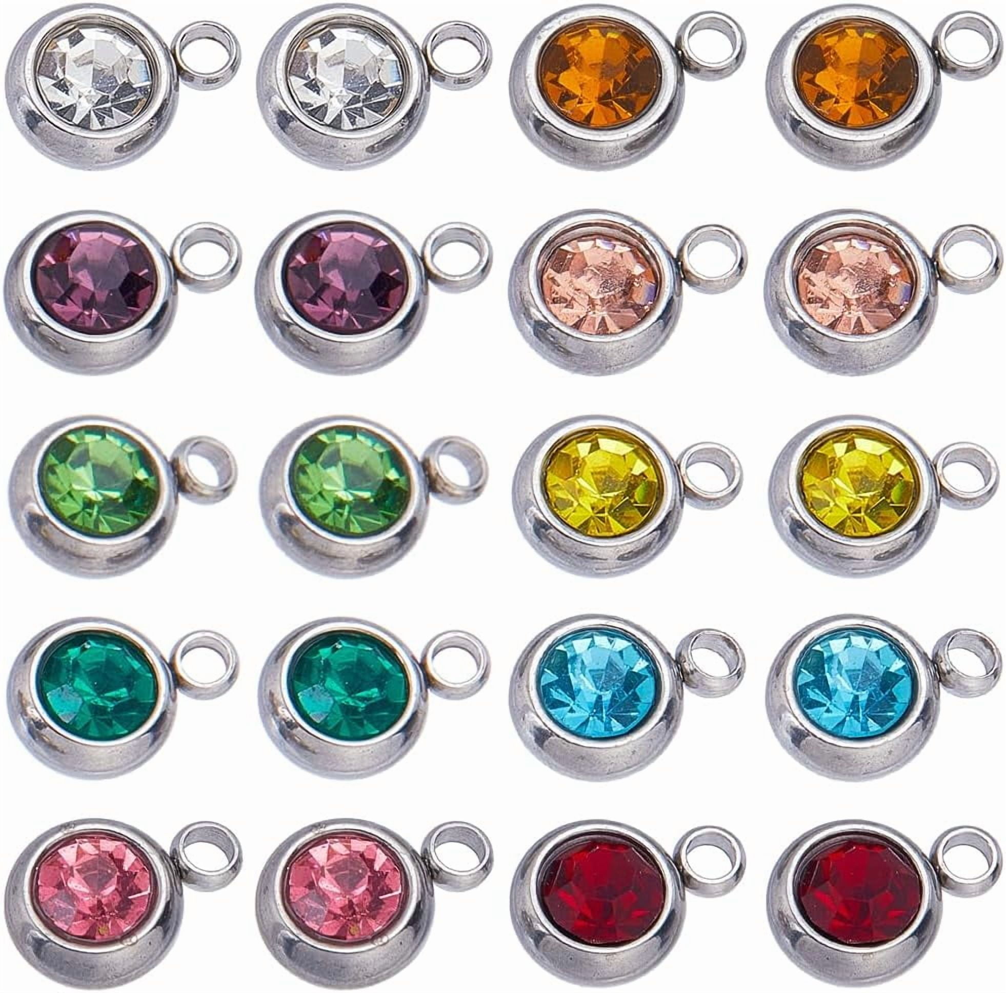 1 Box 40Pcs 10 Colors Stainless Steel Rhinestone Charms Bulk Charm ...
