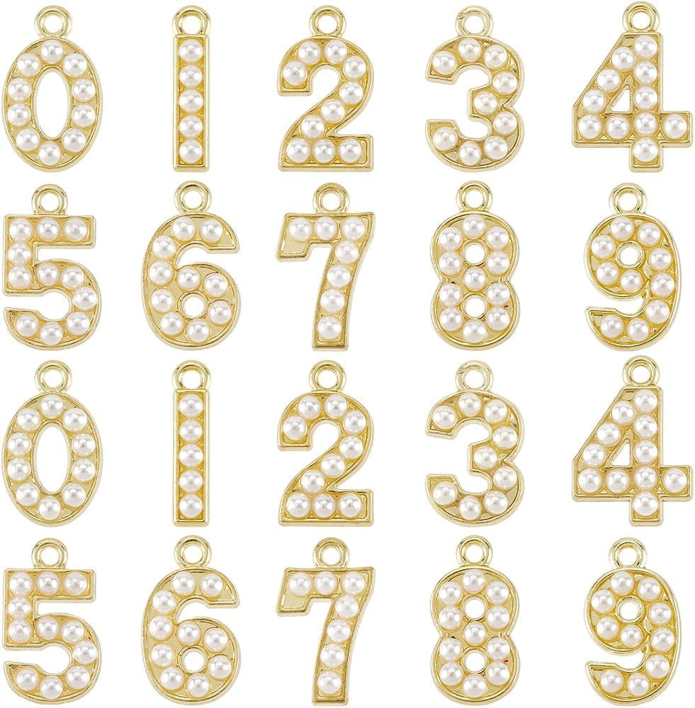 1 Box 40Pcs 10 Styles Number Charms Bulk Digital Charm 0 to 9 Metal ...