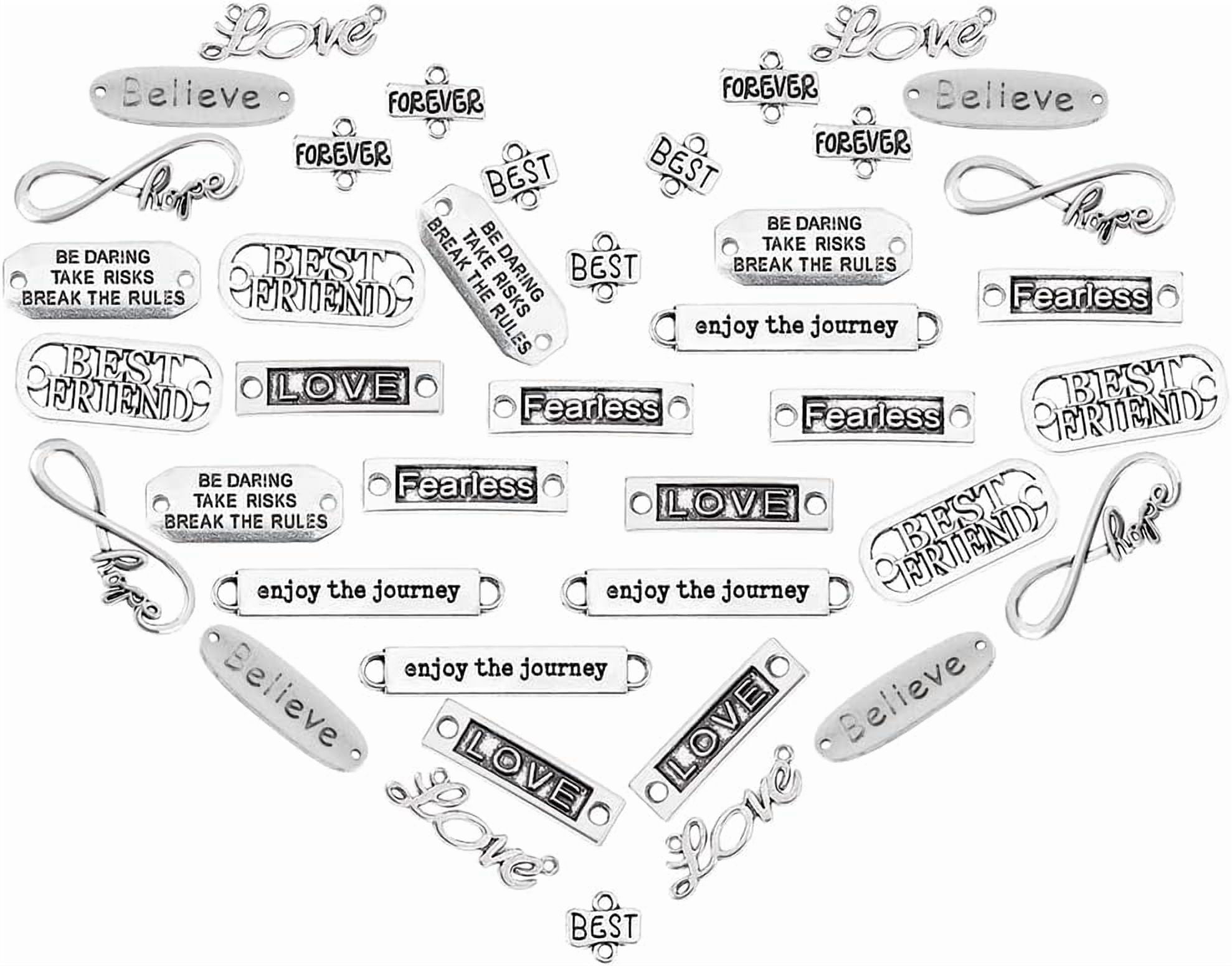 1 Box 40Pcs 10 Styles Word Connector Charms Tibetan Style Alloy ...