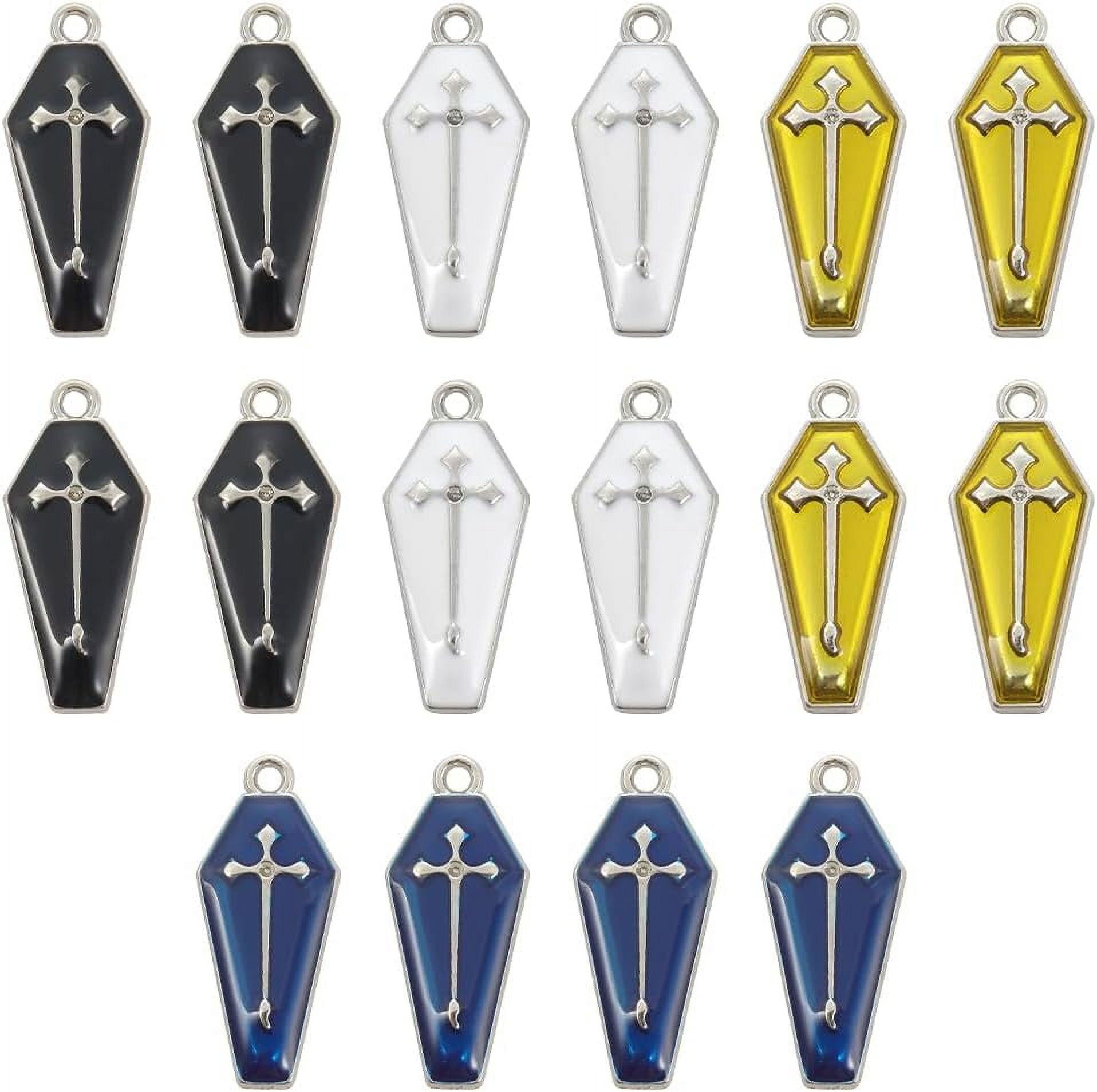 1 Box 40Pcs 4 Colors Gothic Charm Coffin Charms Bulk Dangle White Gold ...