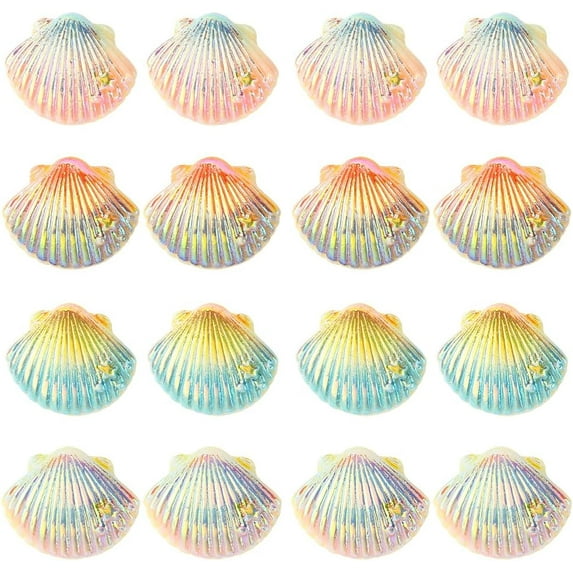 1 Box 40Pcs 4 Colors Resin Shell Charms Summer Cabochons Bulk Flatback ...