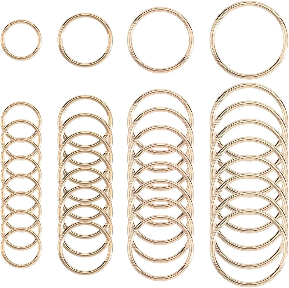 1 Box 40Pcs 4 Styles Metal O Rings Assortment Round Metal Craft Rings ...