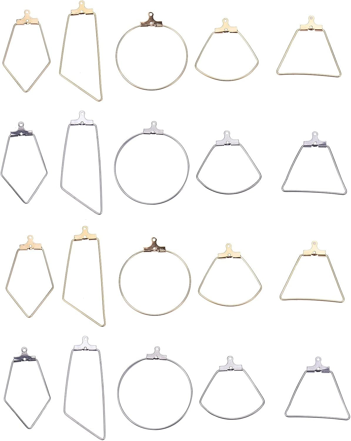 1 Box 40Pcs 5 Style Beading Hoop Earring Findings with Loop Ring ...