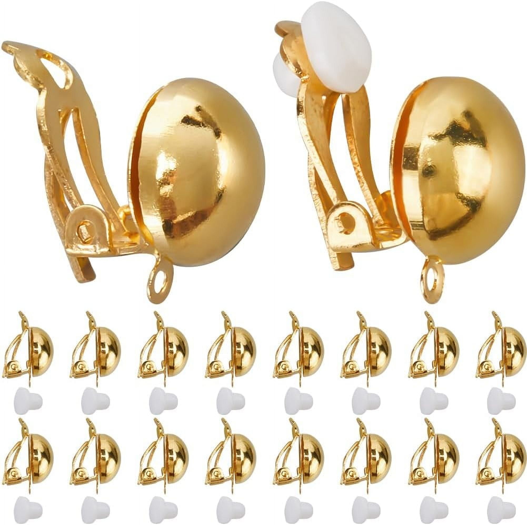 1 Box 40Pcs Clip On Earring Backs Gold Earring Converter Metal Brass ...