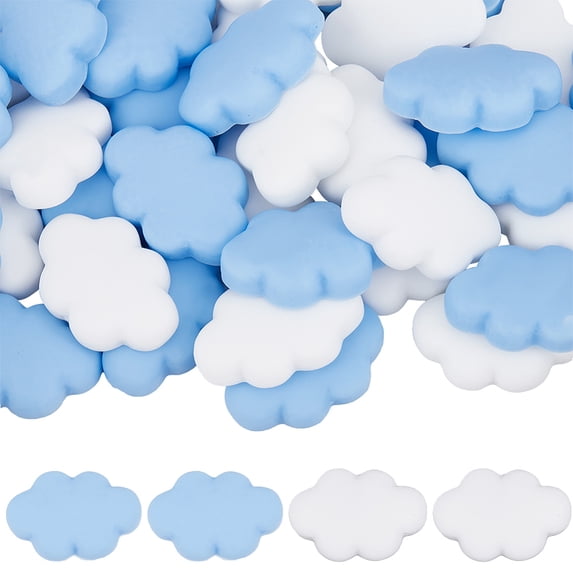 1 Box 40Pcs Cloud Cabochons Cloud Resin Charm Bulk Blue White Flatback ...
