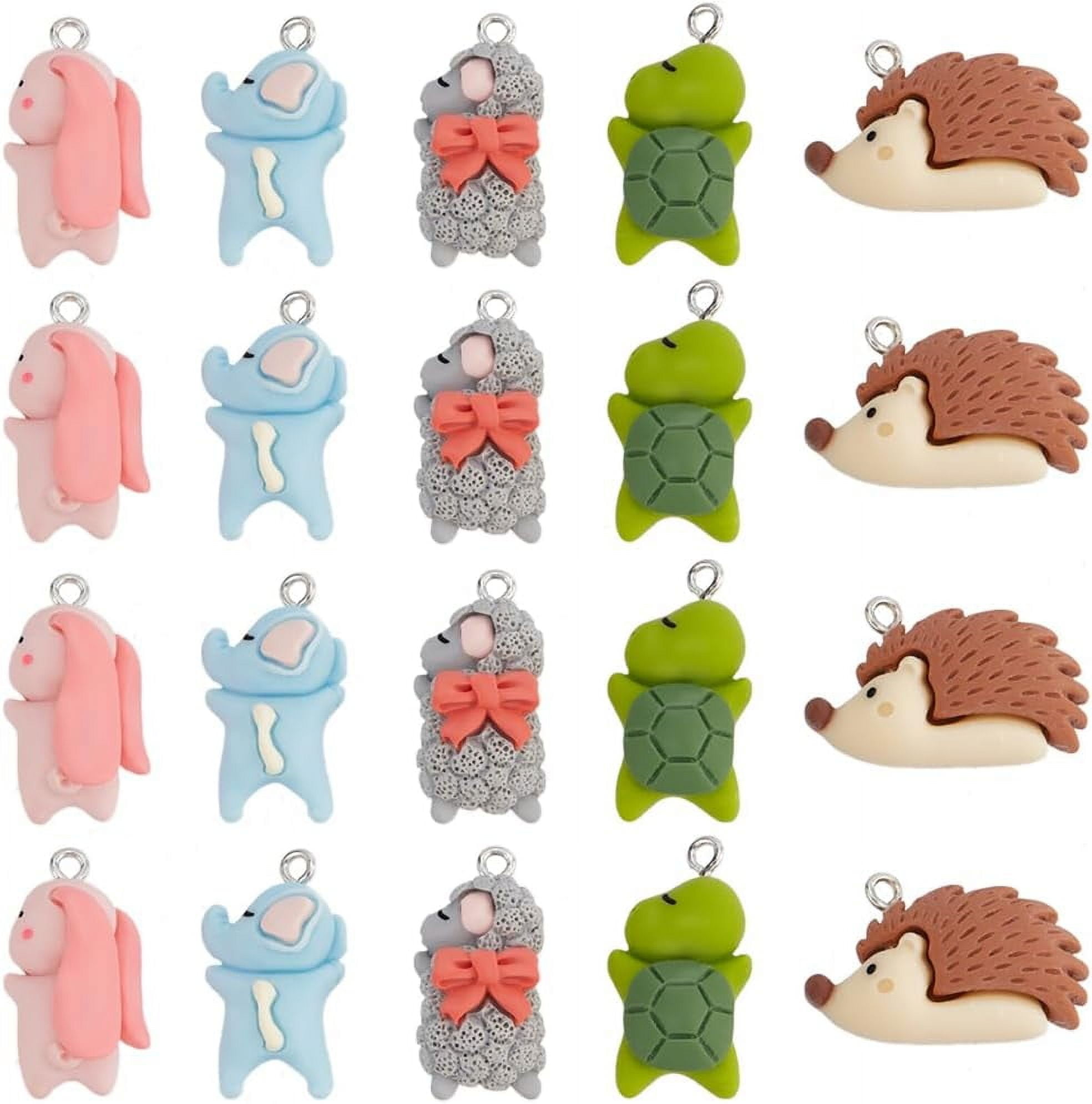 1 Box 40Pcs Cute Animal Resin Charms Rabbit Charms Rabbit Elephant ...