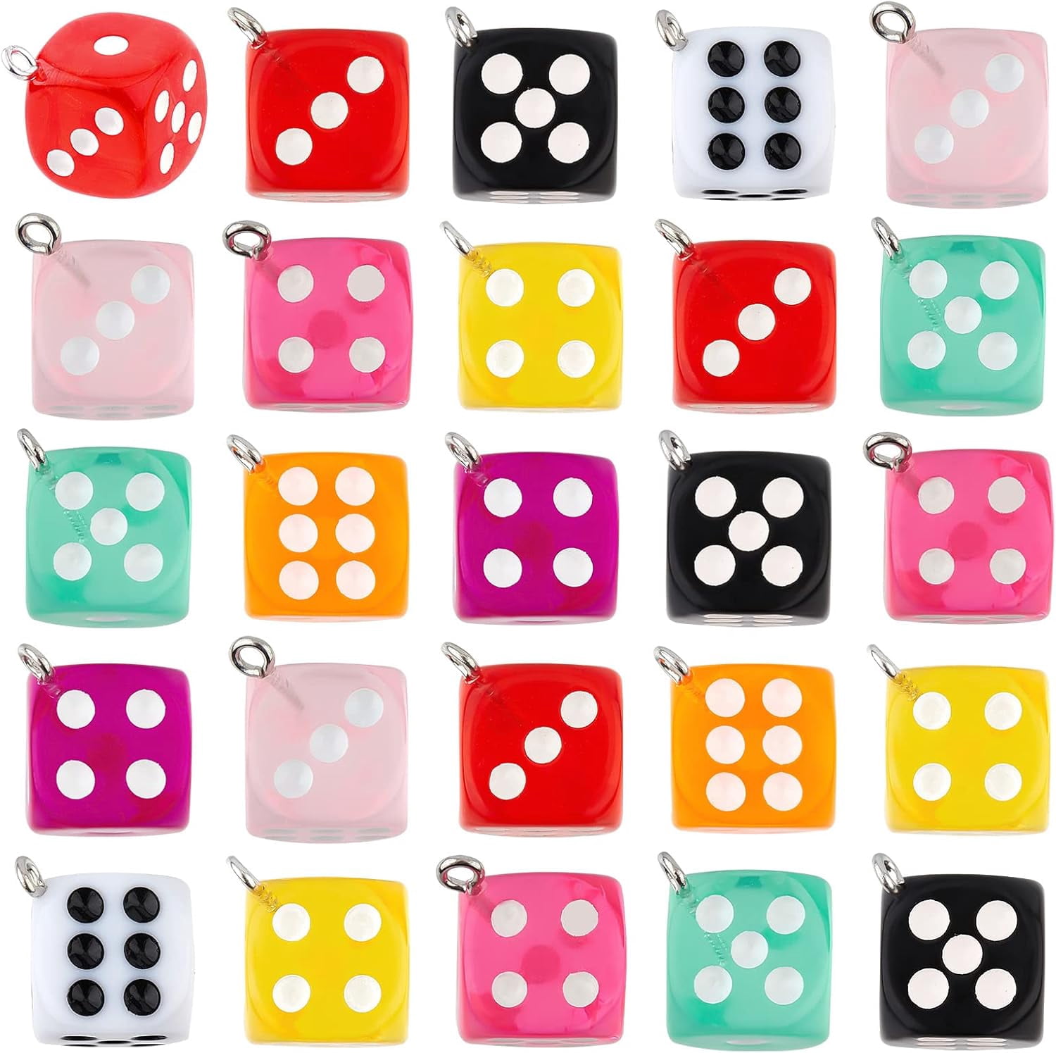 1 Box 40Pcs Dice Charm Acrylic Dice Charms Cubic Square Cube 3D ...