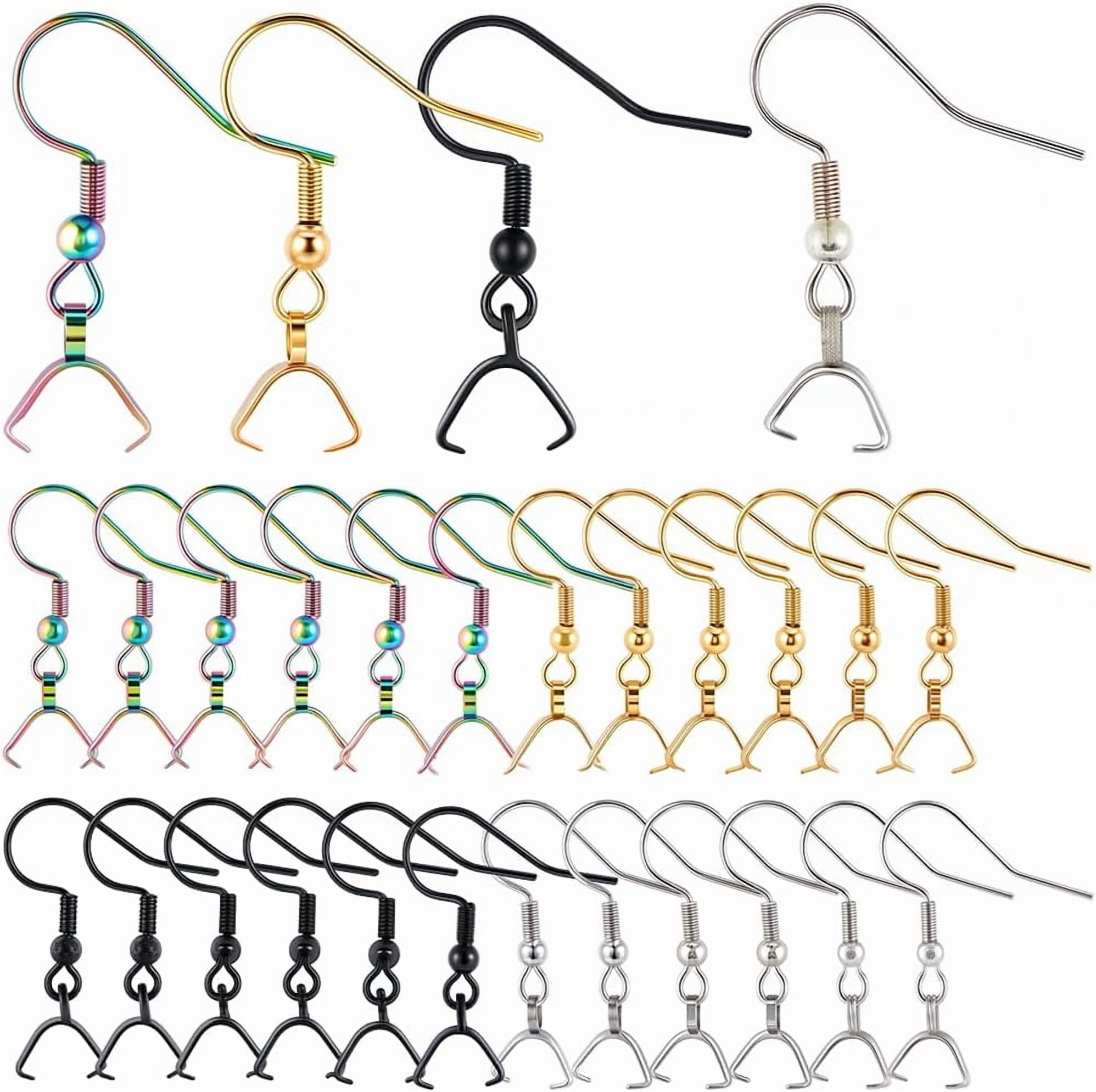 1 Box 40Pcs Earring Hooks Stainless Steel Ear Wires Fish Hooks Pinch ...