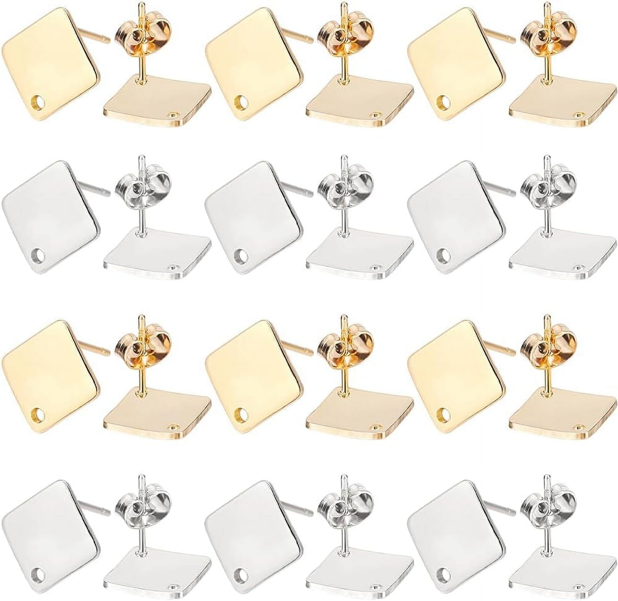 1 Box 40Pcs Earring Post with Hole 304 Stainless Steel Earring Posts ...