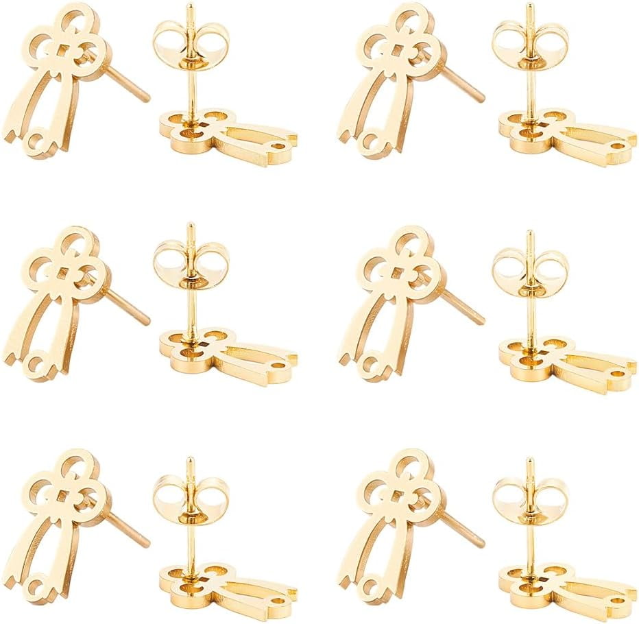 1 Box 40Pcs Earring Stud Bowknot Earring Posts Gold Metal Stainless ...
