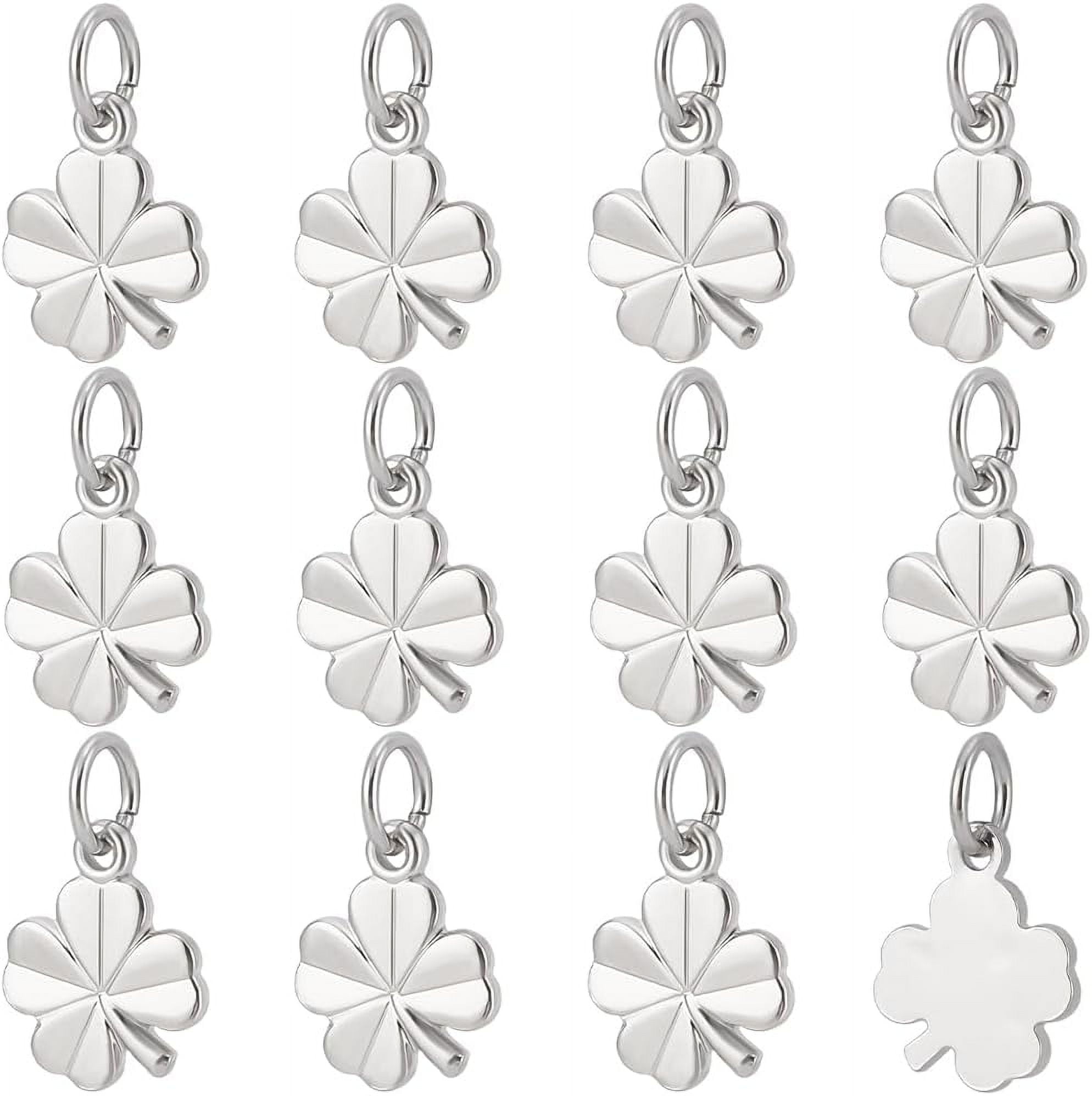 1 Box 40Pcs Four Leaf Clover Charm Silver Clover Charms Platinum Plated ...