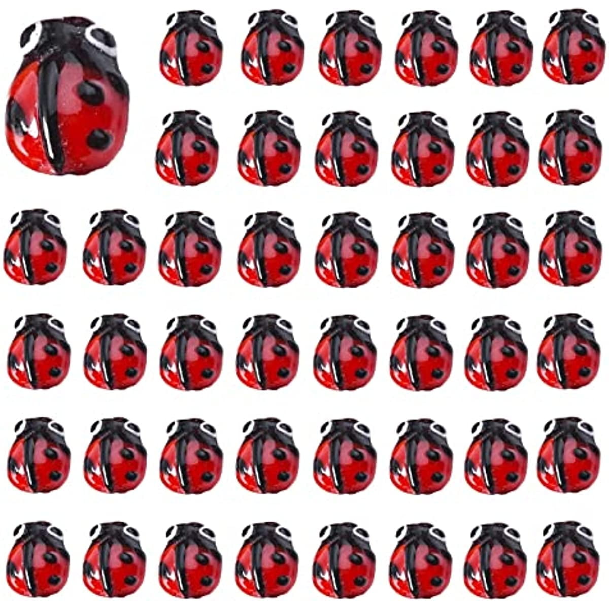 1 Box 40Pcs Ladybug Red Lampwork Glass Flying Animal Insects Handmade ...