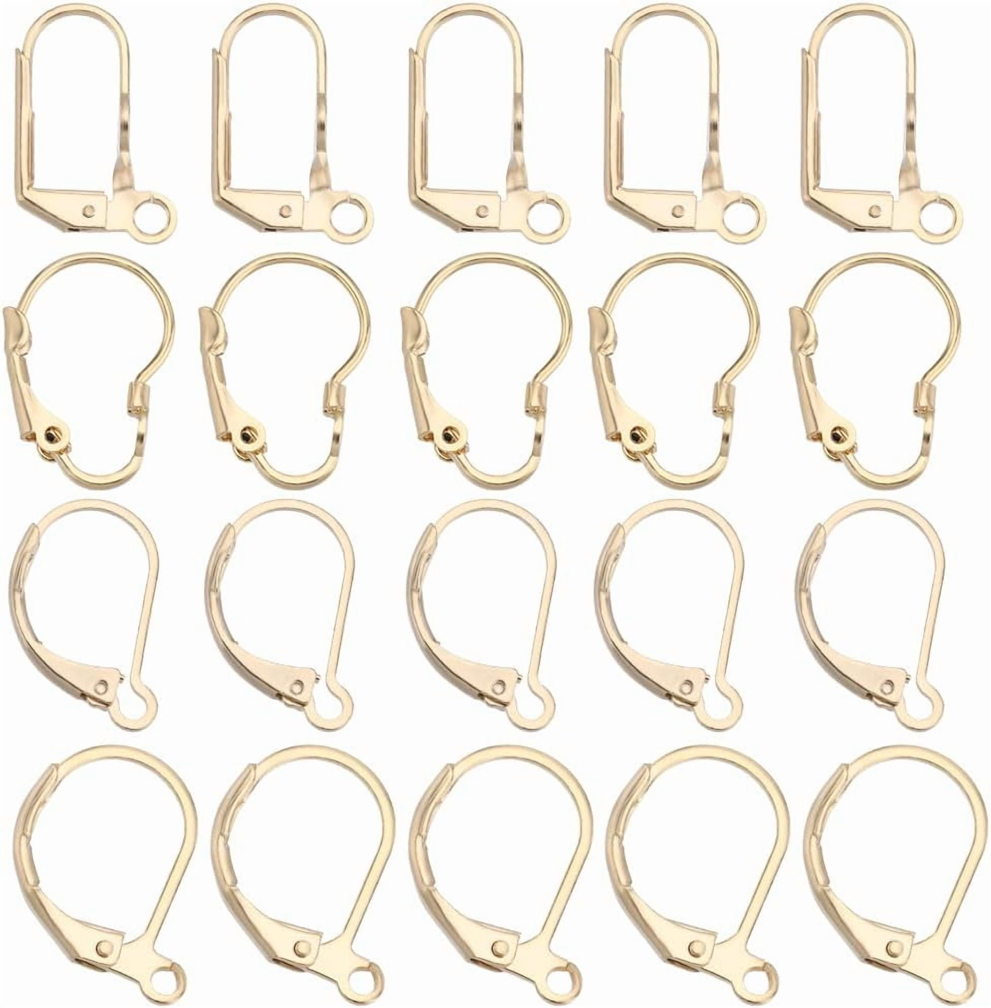 1 Box 40Pcs Leverback Earring Findings 24K Gold Plated Brass 4 Style ...