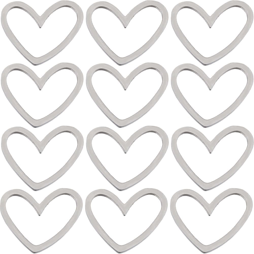 1 Box 40Pcs Open Back Bezel Charms Stainless Steel Heart Linking Rings ...