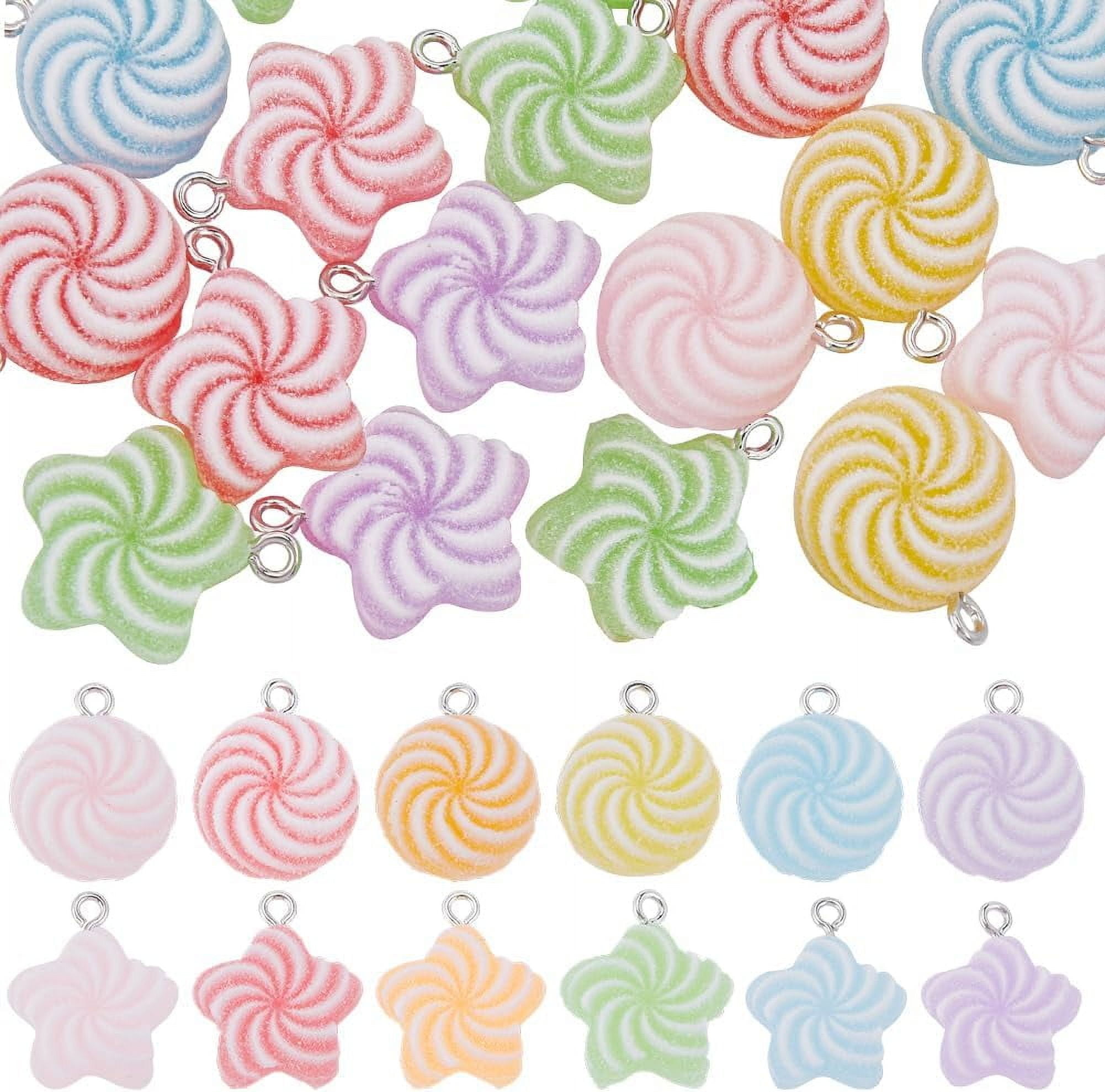 1 Box 40Pcs Resin Candy Charms Bulk Sugar Charm Colorful Flat Sweets ...
