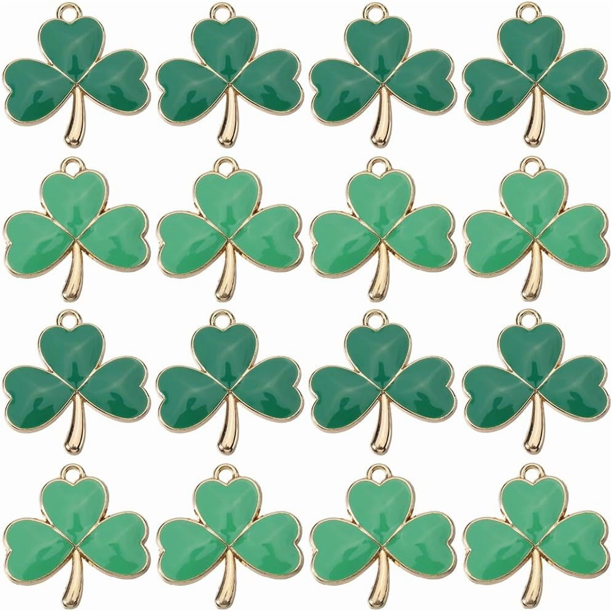 1 Box 40Pcs St. Patrick's Day Charms Shamrock Charm Green Enamel Three ...