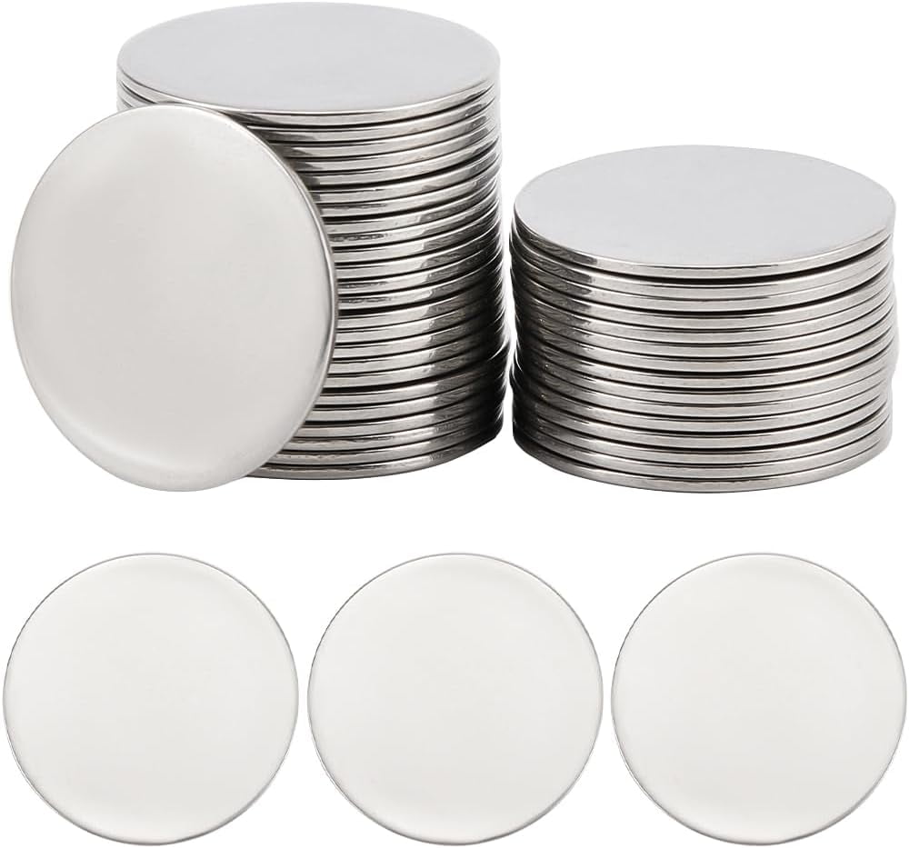 1 Box 40Pcs Stainless Steel Stamping Blanks Laser Engraving Disc Bulk ...