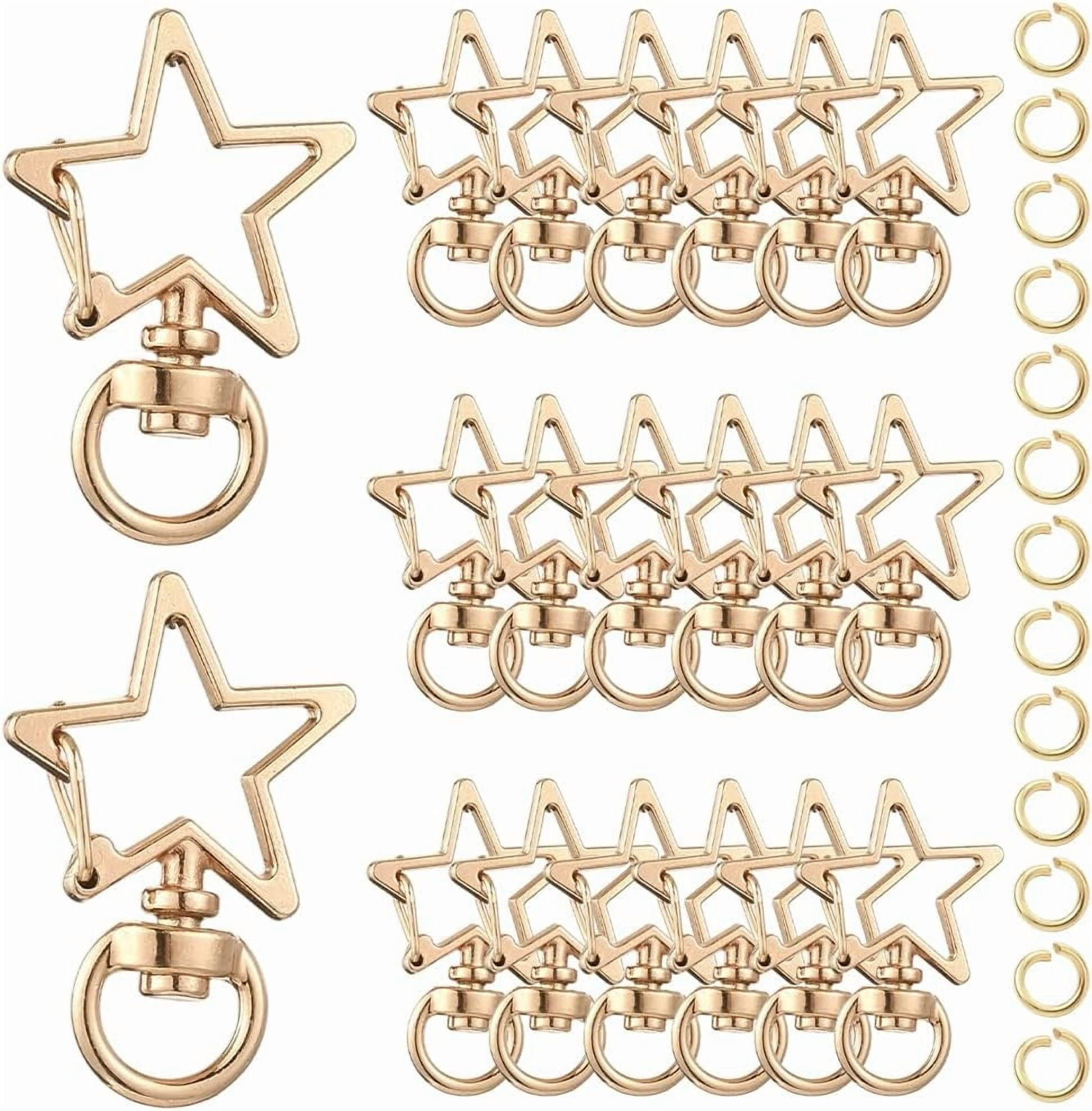 1 Box 40Pcs Star Shaped Keychain Clasp Swivel Lobster Clasp Light Gold ...