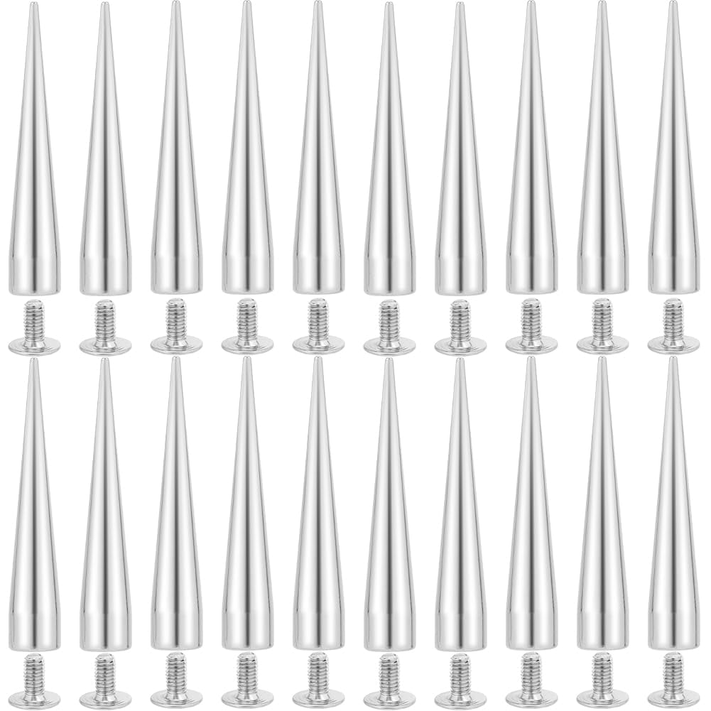 1 Box 40mm Silver Cone Spikes Metal Studs Large Cone Punk Round ...