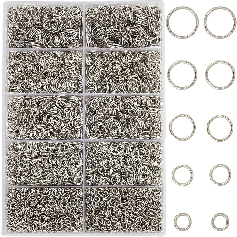 1 Box 4200Pcs 5 Sizes Silver Jump Rings Jump Hoops Bulk Set Iron ...