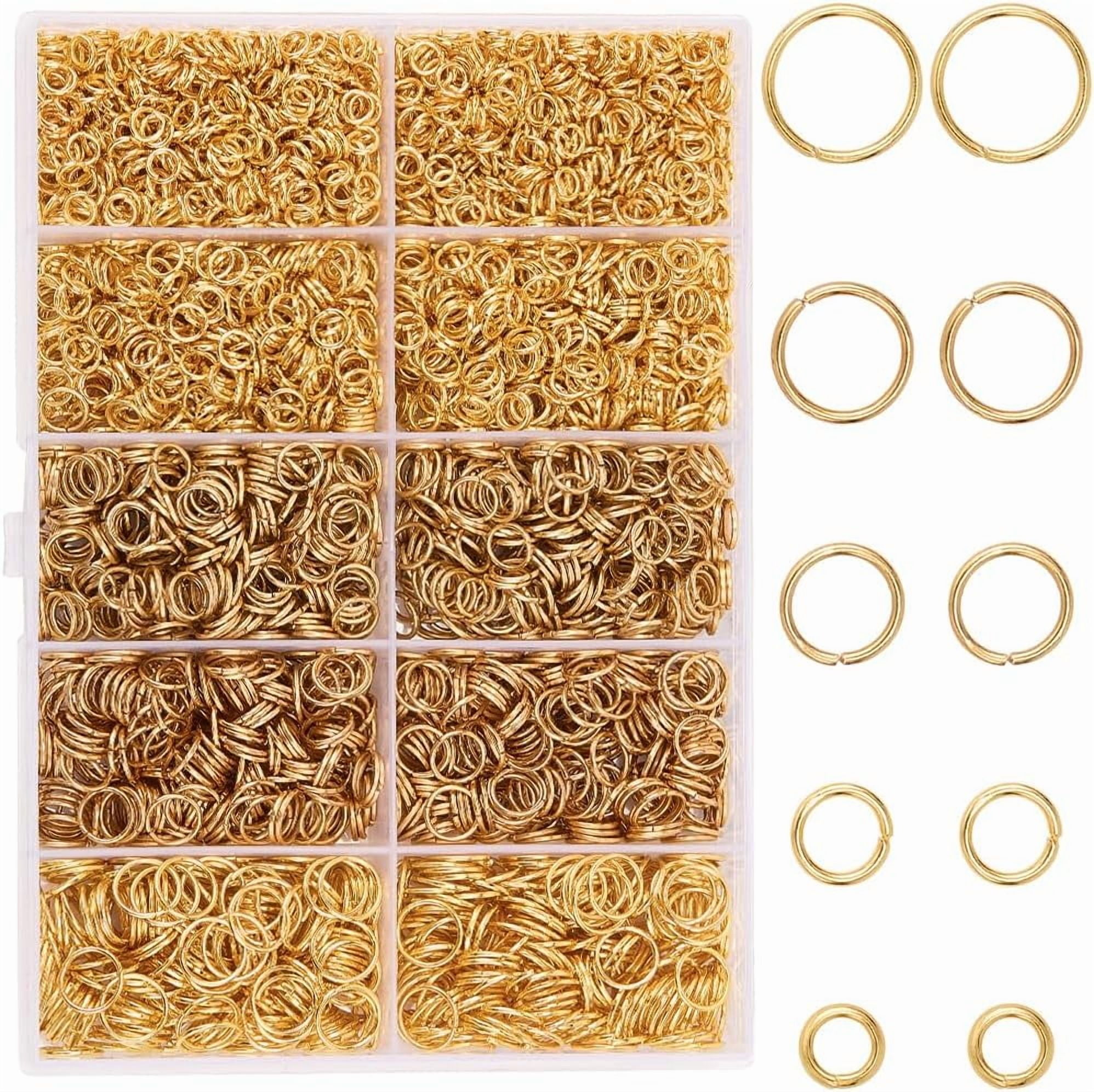 1 Box 4200Pcs Open Jump Rings Gold Jewelry Connector Rings Metal Round Circle Single Loop Iron ...