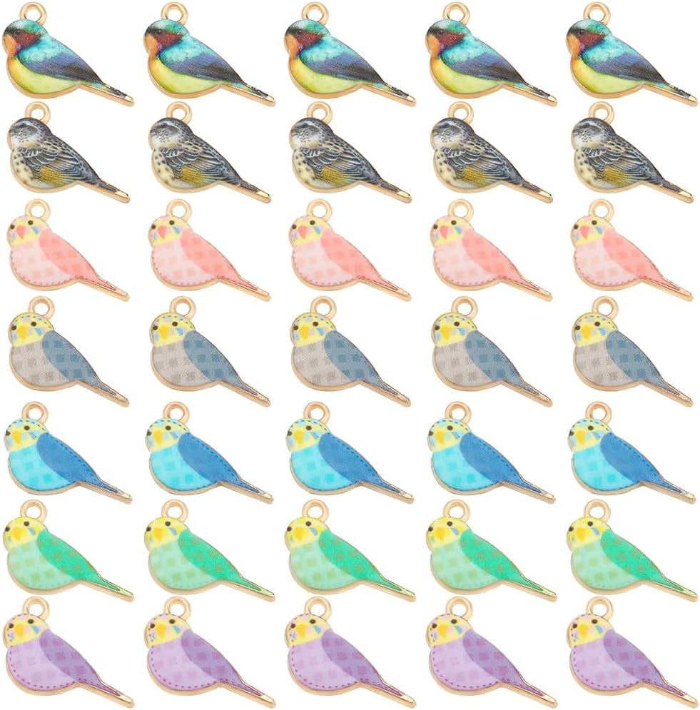1 Box 42Pcs 7 Colors Birds Charms Colorful Bird Charms Alloy Enamel ...
