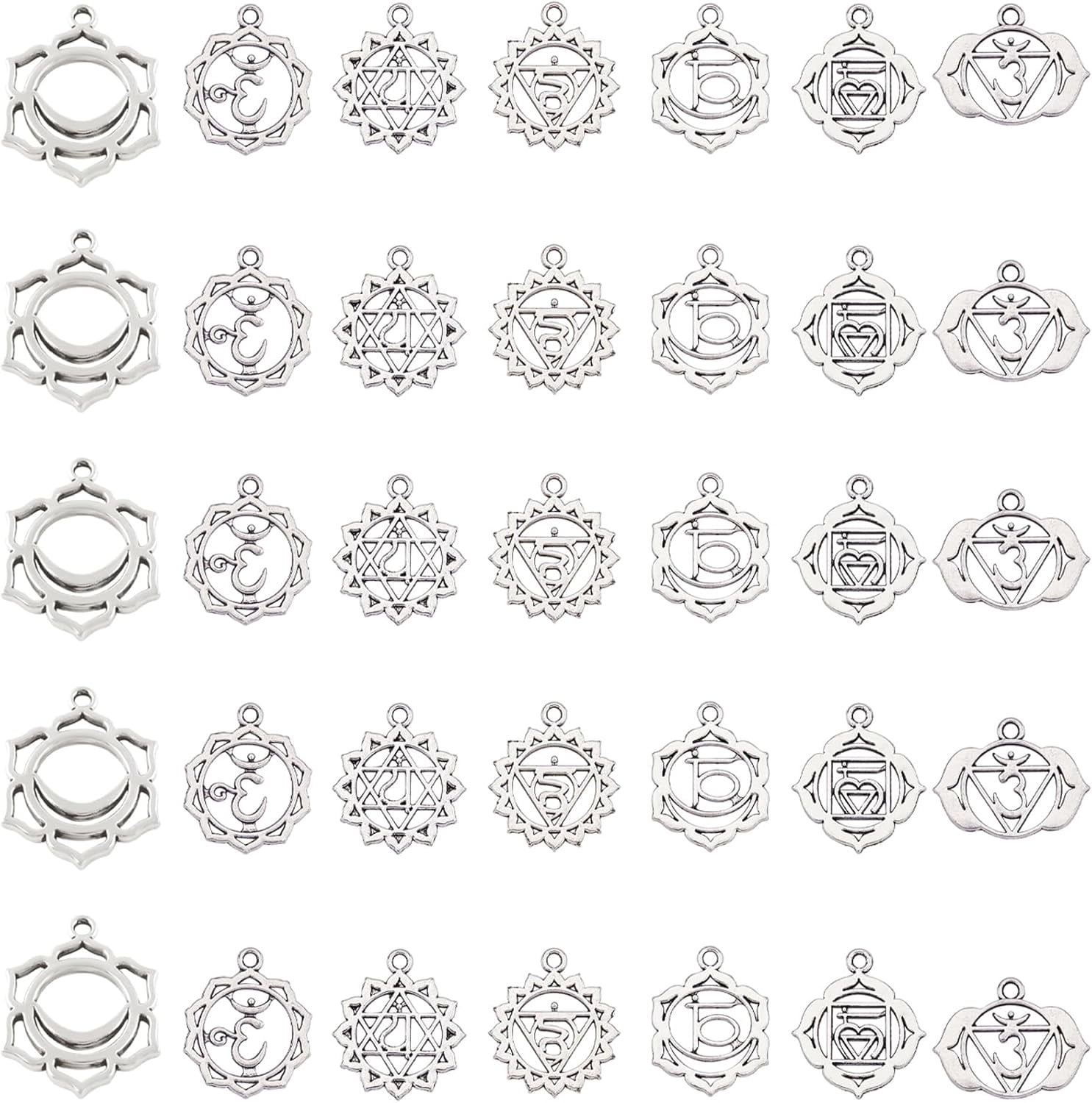 1 Box 42pcs 7 Styles Charms Indian Energy Charms Jewelry Findings ...