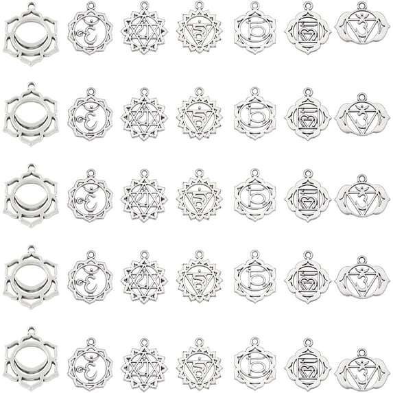 1 Box 42pcs 7 Styles Charms Indian Energy Charms Jewelry Findings ...