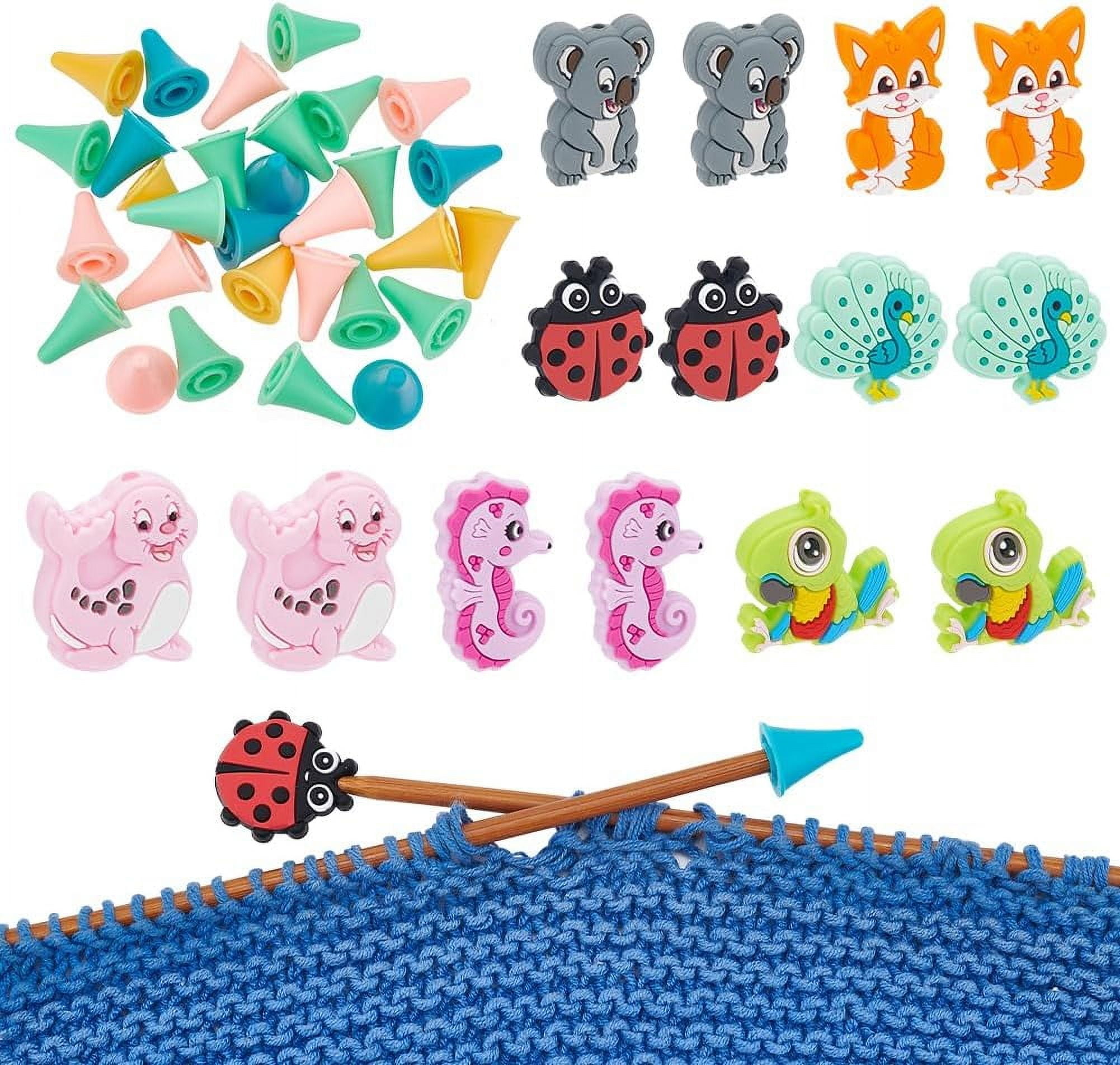 1 Box 44 Pcs Knitting Needle Stoppers Animal Shape Knitting Needle ...