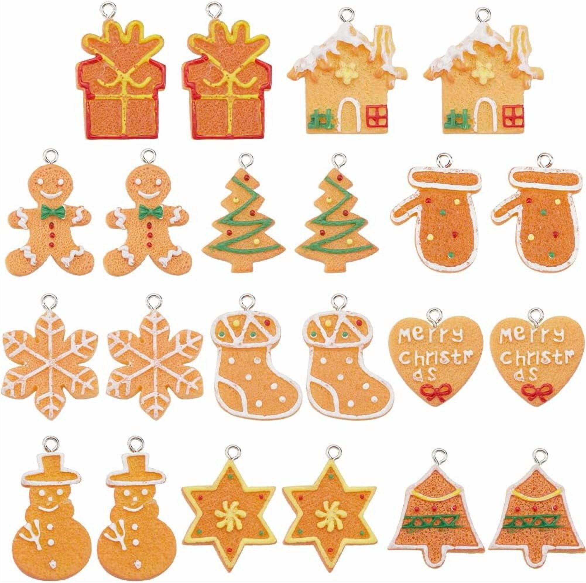 1 Box 44Pcs 11 Styles Christmas Plastic Charm Xmas Flat Charms Bulk ...