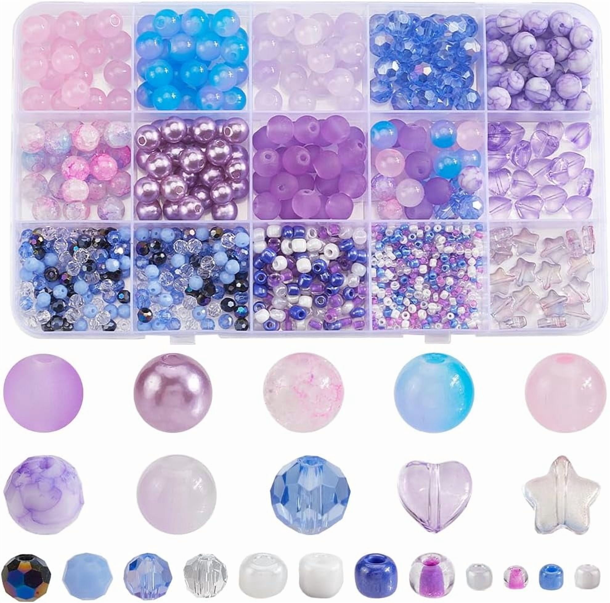 1 Box 480Pcs Assorted Purple Glass Beads Round Beads kit 20g Spacer ...