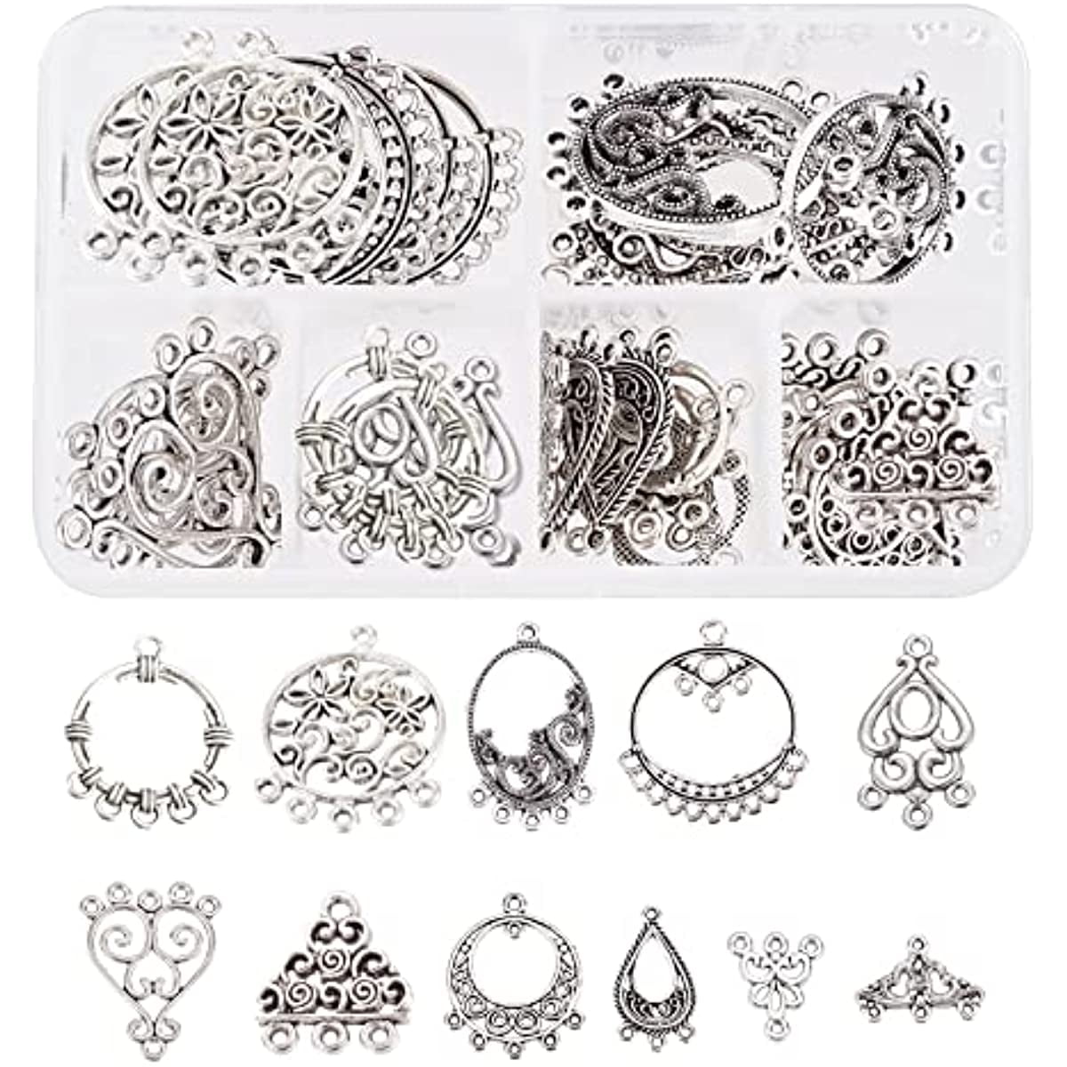1 Box 48Pcs 12 Styles Chandelier Charms Earring Connectors Charm ...