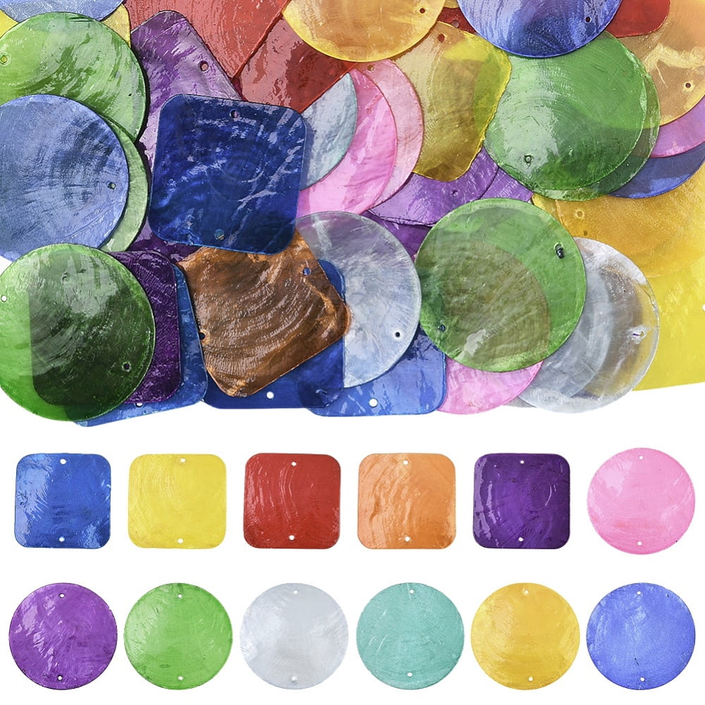 1 Box 48Pcs 12 Styles Round Shell Pieces Shell Connector Charms Summer ...