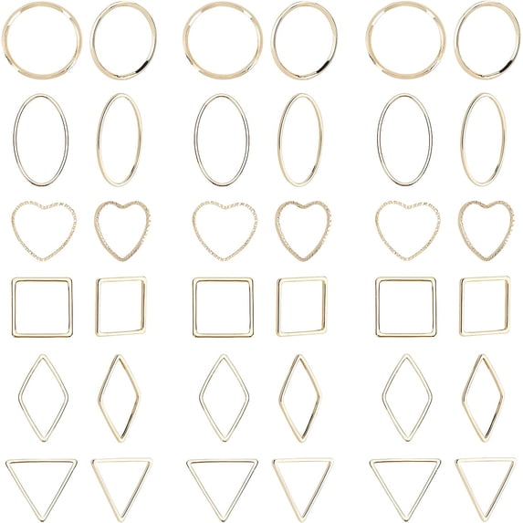 1 Box 48Pcs 18k Gold Geometric Hollow Frame Charms Open Back Bezel ...