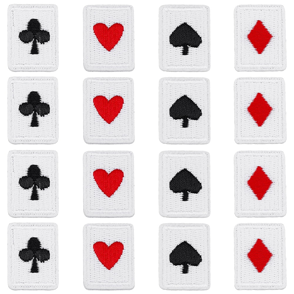 1 Box 48Pcs 4 Style Playing Card Theme Polyester Embroidery Cloth Iron ...