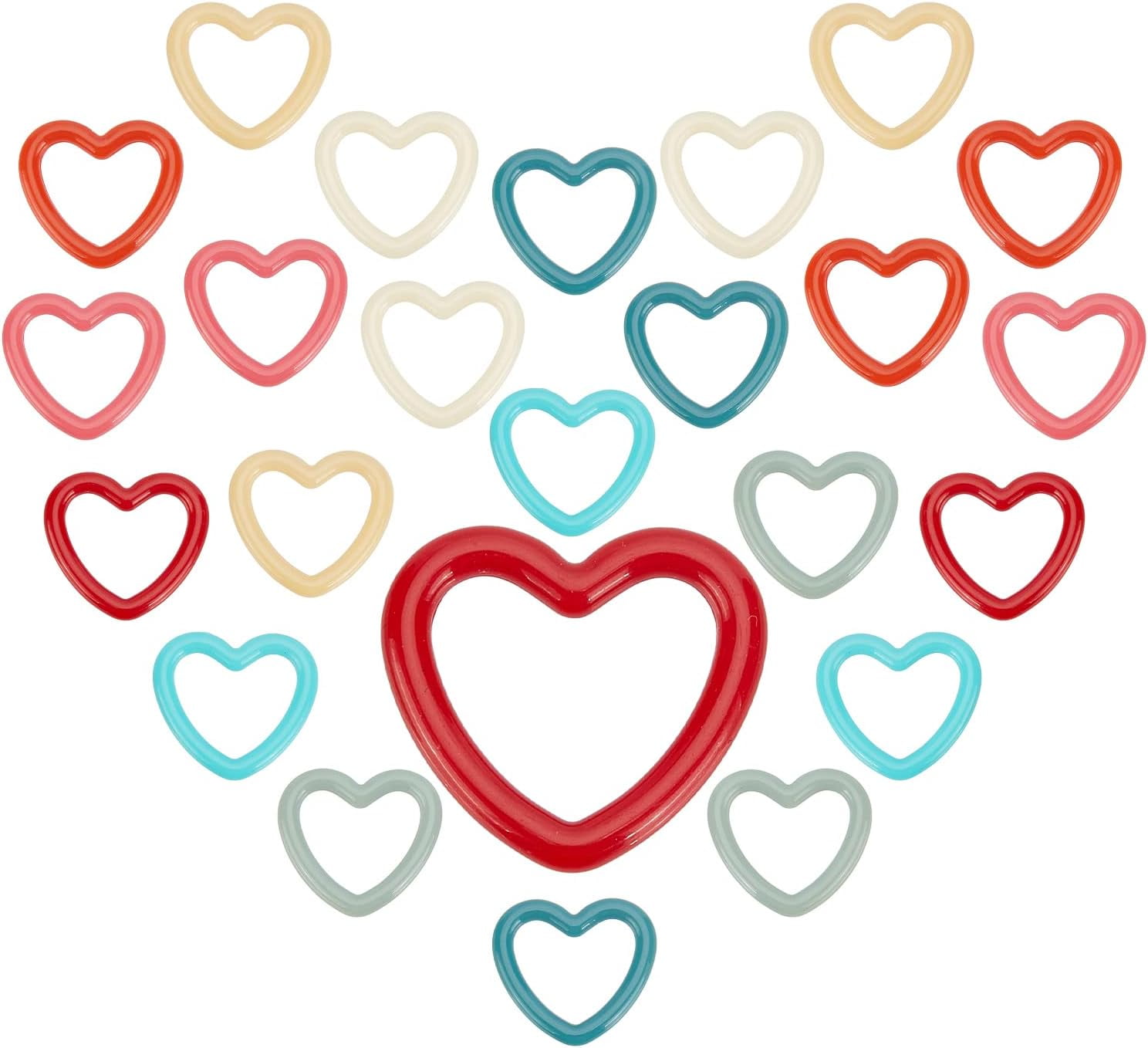 1 Box 48pcs 8 Colors Heart Connector Charm Colorful Acrylic Love Links ...