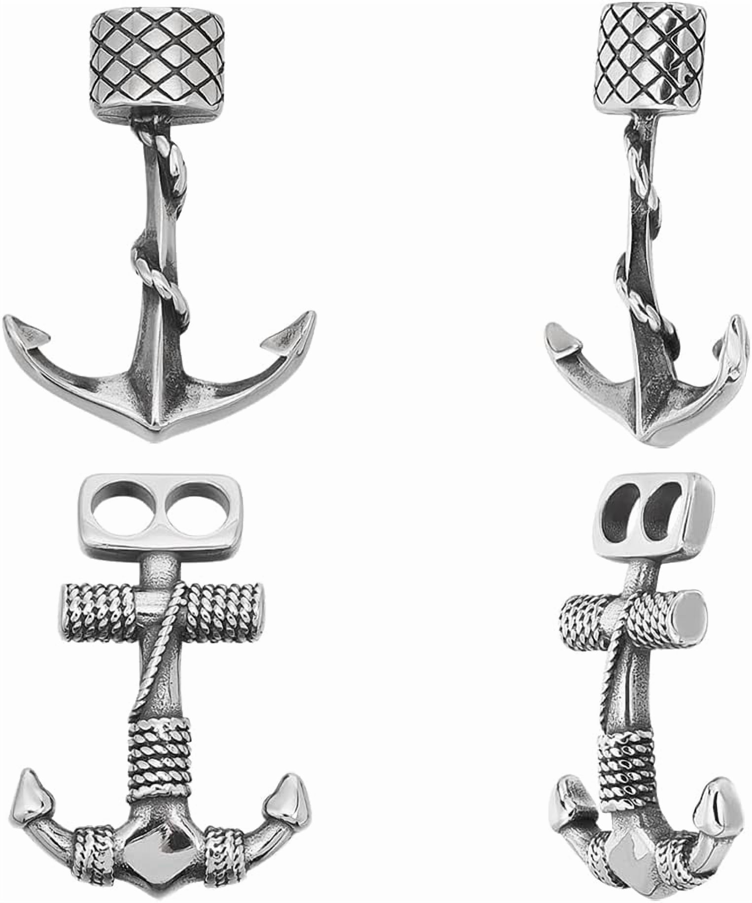 1 Box 4Pcs 2 Styles 304 Stainless Steel Anchor Hook Clasps Cord End ...