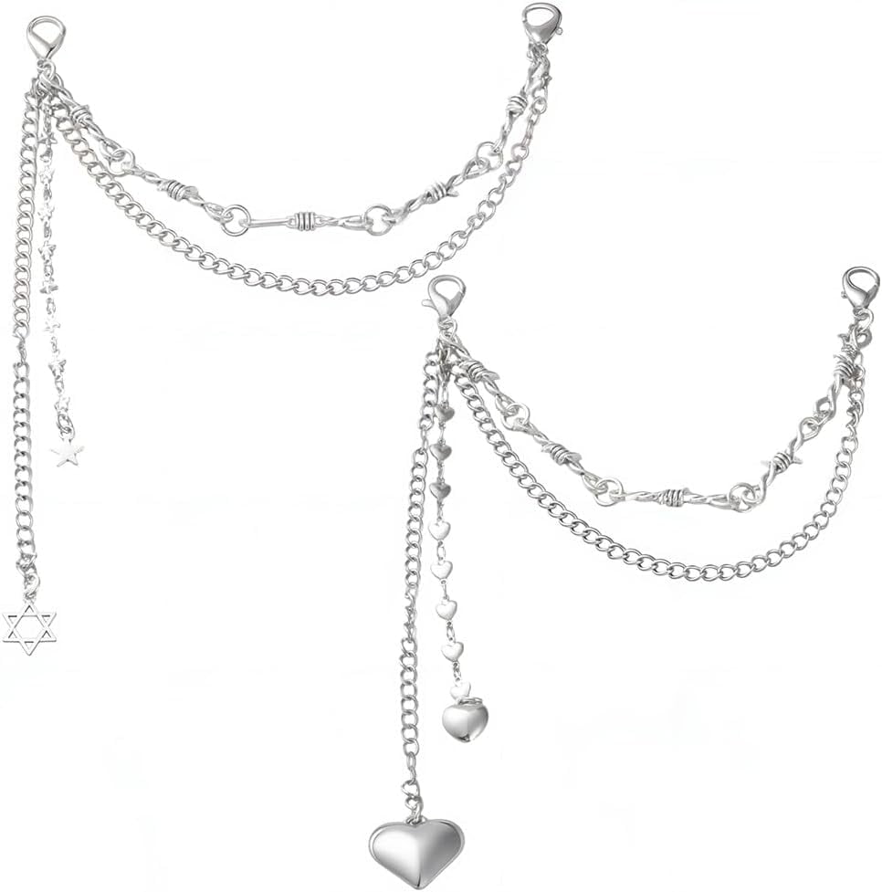 1 Box 4Pcs 2 Styles Shoe Decoration Chain Heart Star Shoelace Charms ...