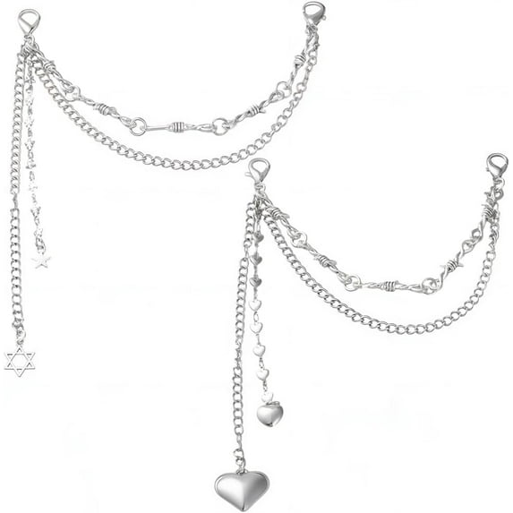 1 Box 4Pcs 2 Styles Shoe Decoration Chain Heart Star Shoelace Charms ...